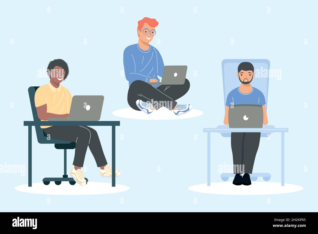 Three male office workers Stock Vector Images - Alamy