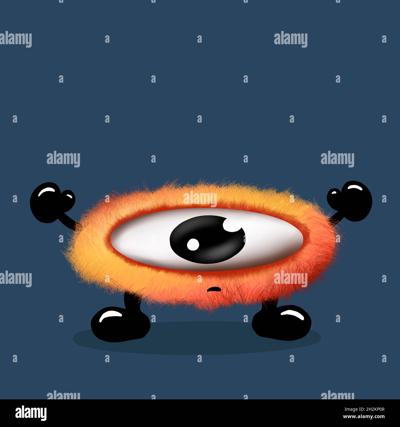 Weird Hairy Eyeball Monster Alien Character Cartoon Illustration for ...