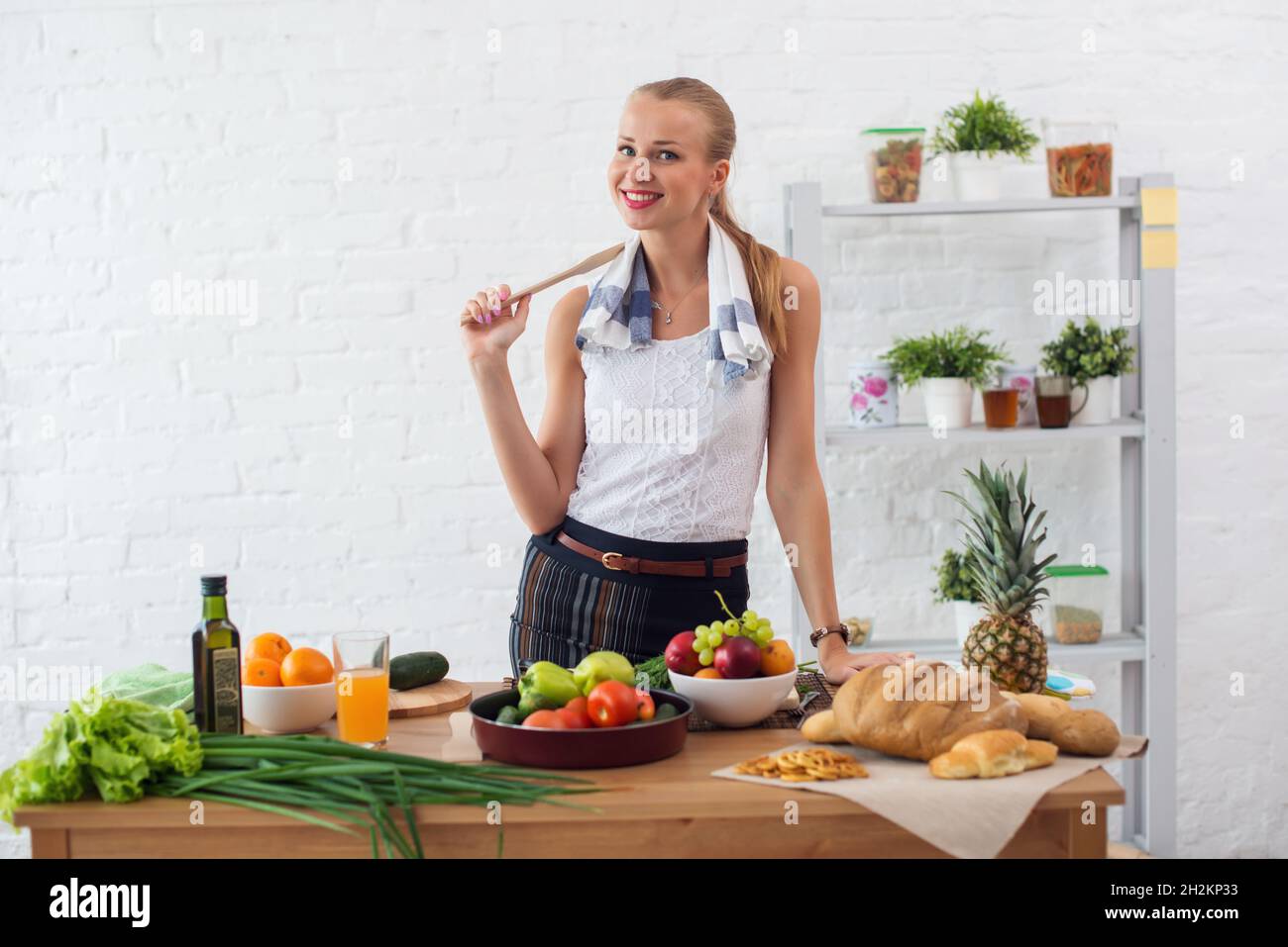 Woman preparing dinner in a kitchen concept cooking, culinary, healthy lifestyle Stock Photo - Alamy