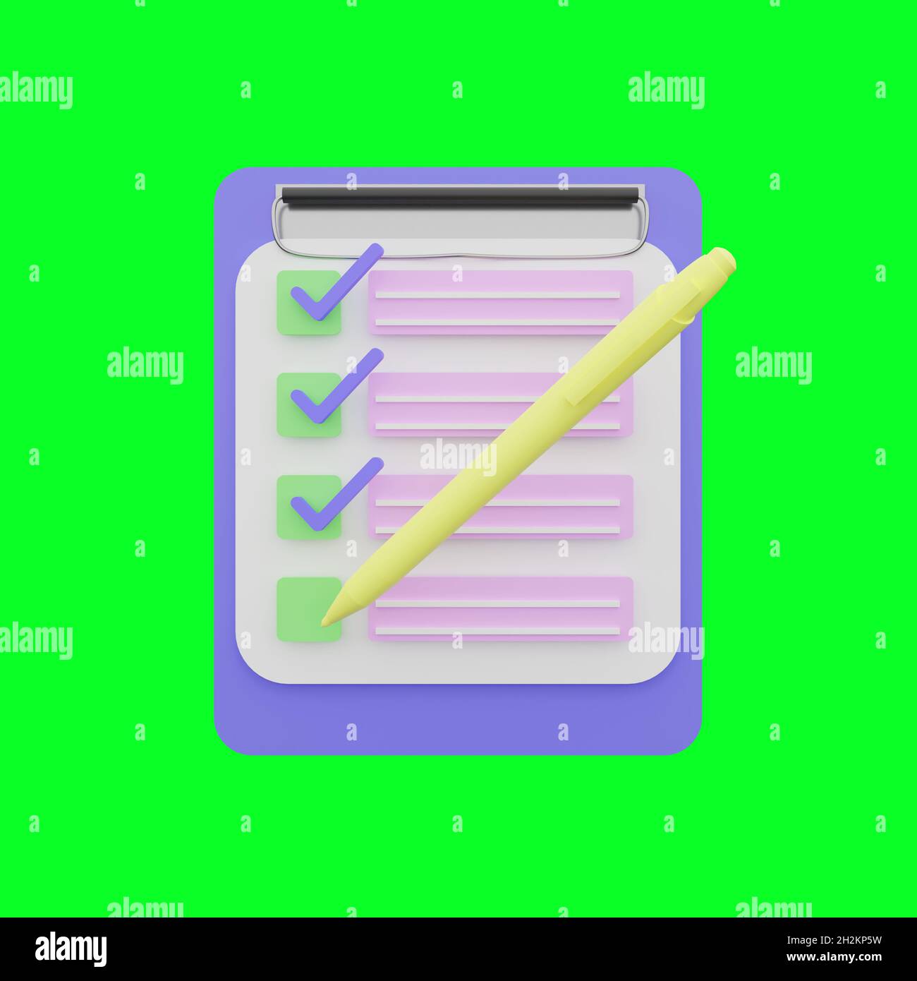 Questionnaire test exam to do list notes 3D icon from front view. 3d ...
