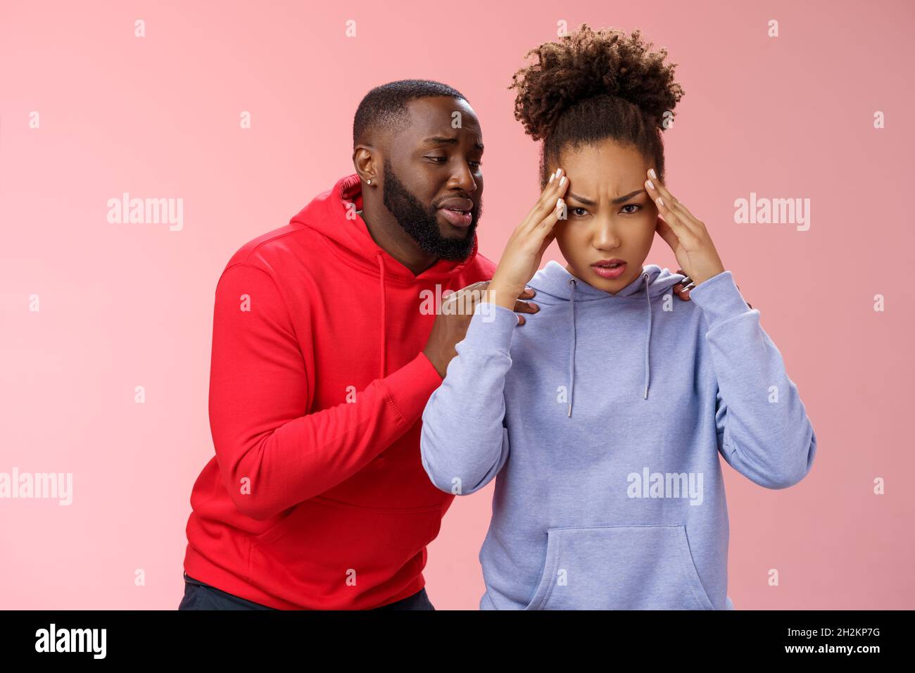 African american couple have fight arguing woman fed up cannot hear ...