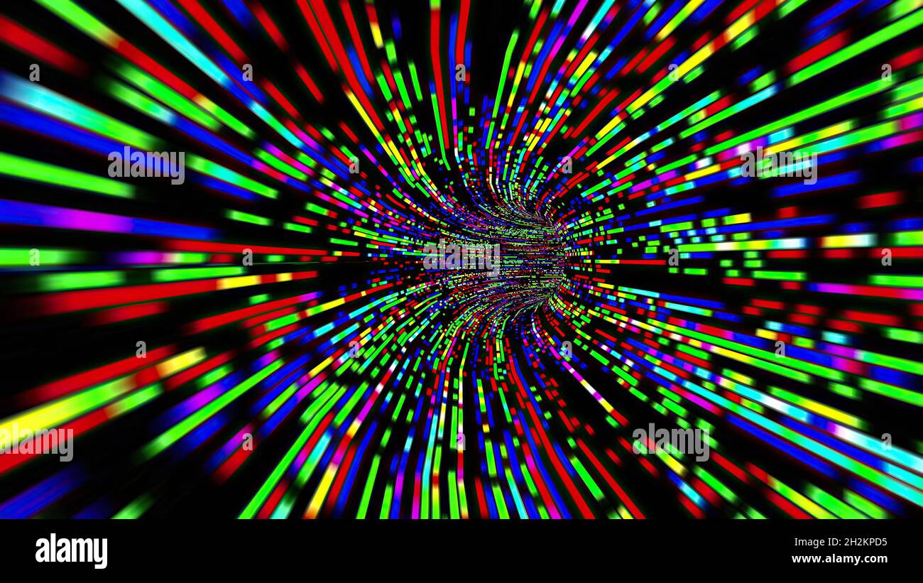 Driving through the Colorful light rays tunnel Stock Photo - Alamy
