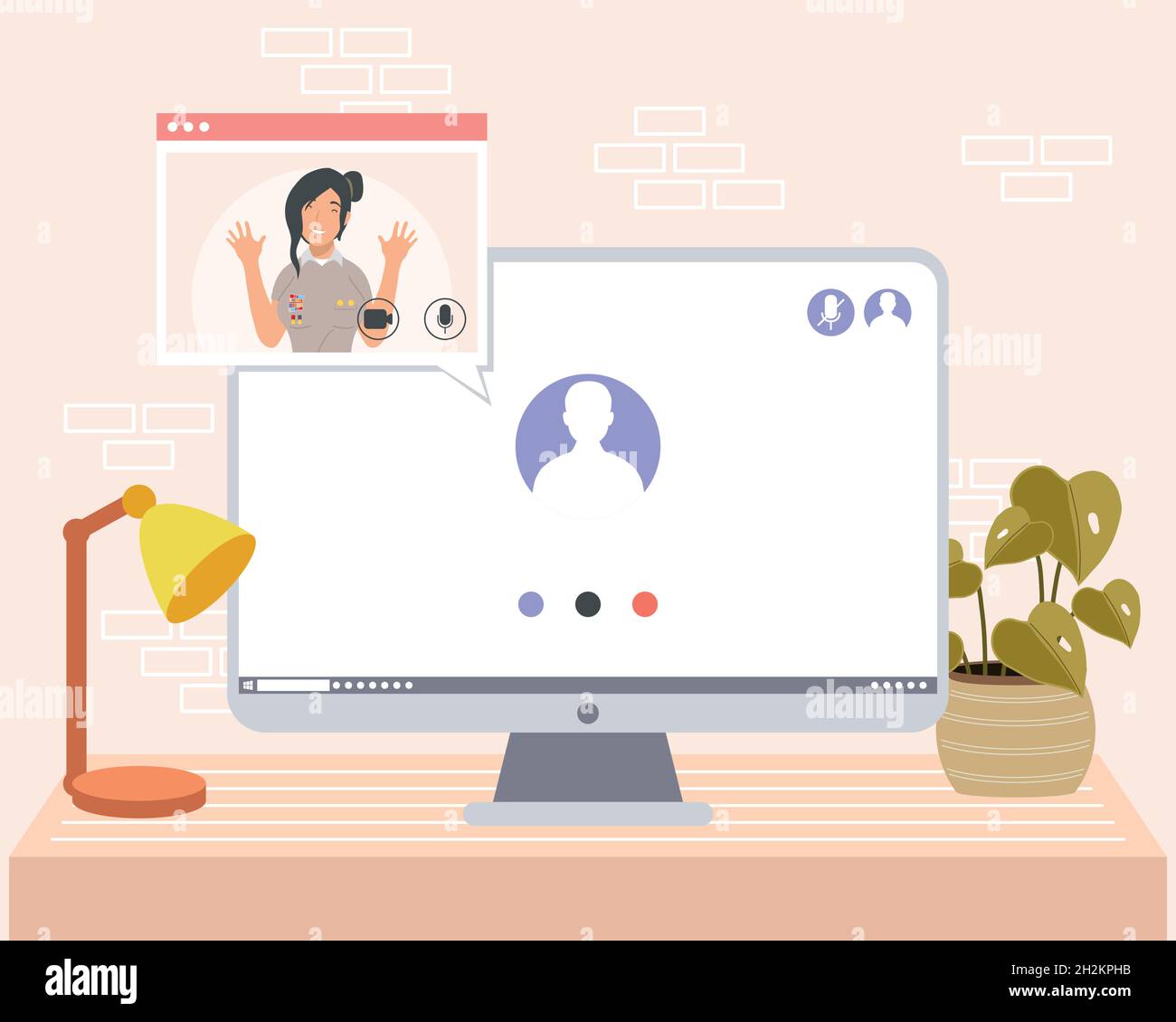 desktop video conference tech icons Stock Vector Image & Art - Alamy