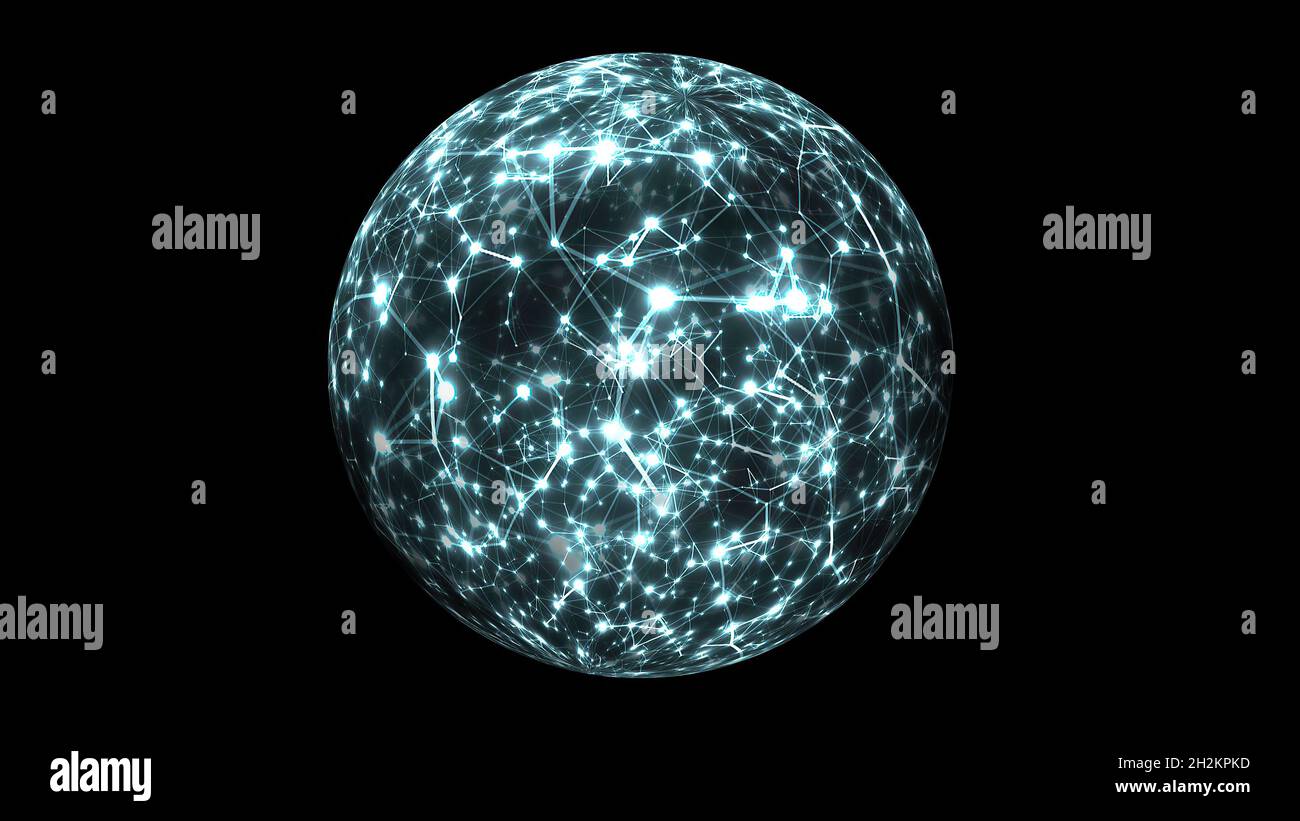 Abstract Plexus Technology Science on rotating sphere concept Stock Photo - Alamy