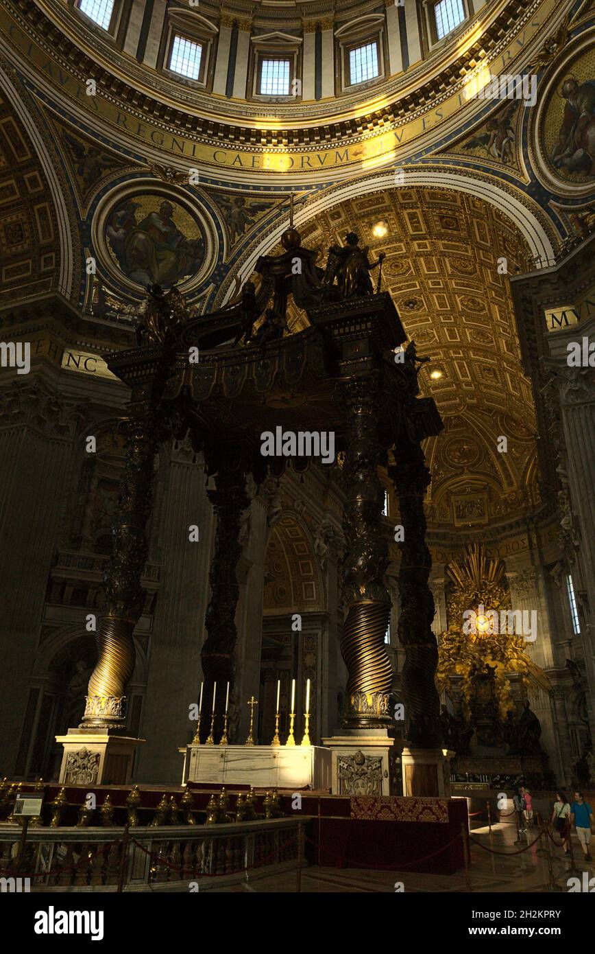 VATICAN, VATICAN CITY - Sep 02, 2019: The altar with Bernini's ...