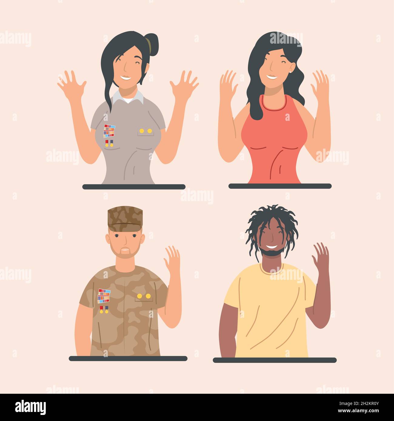 group of four young persons characters Stock Vector Image & Art - Alamy