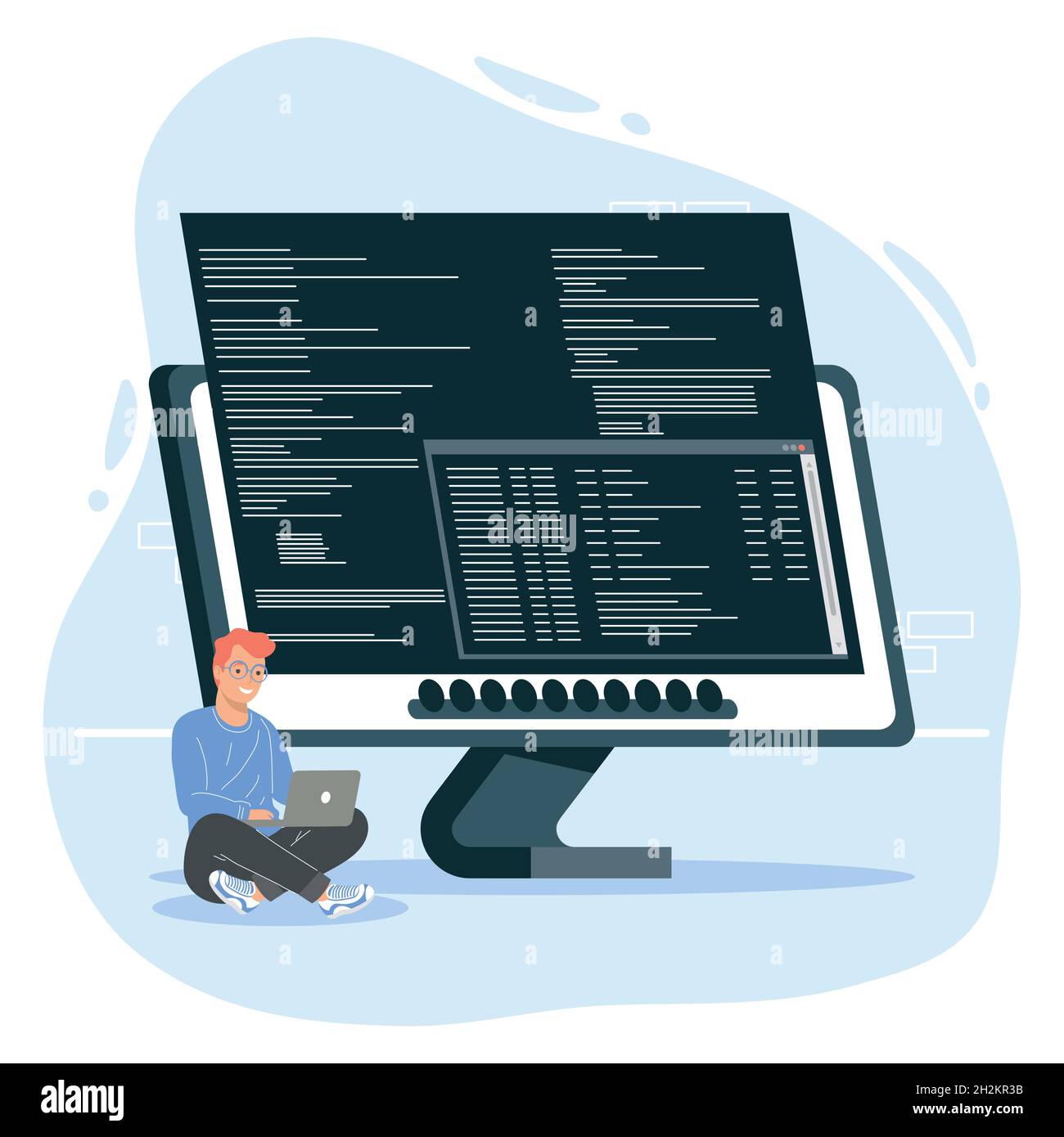developer working in laptop with desktop Stock Vector Image & Art - Alamy