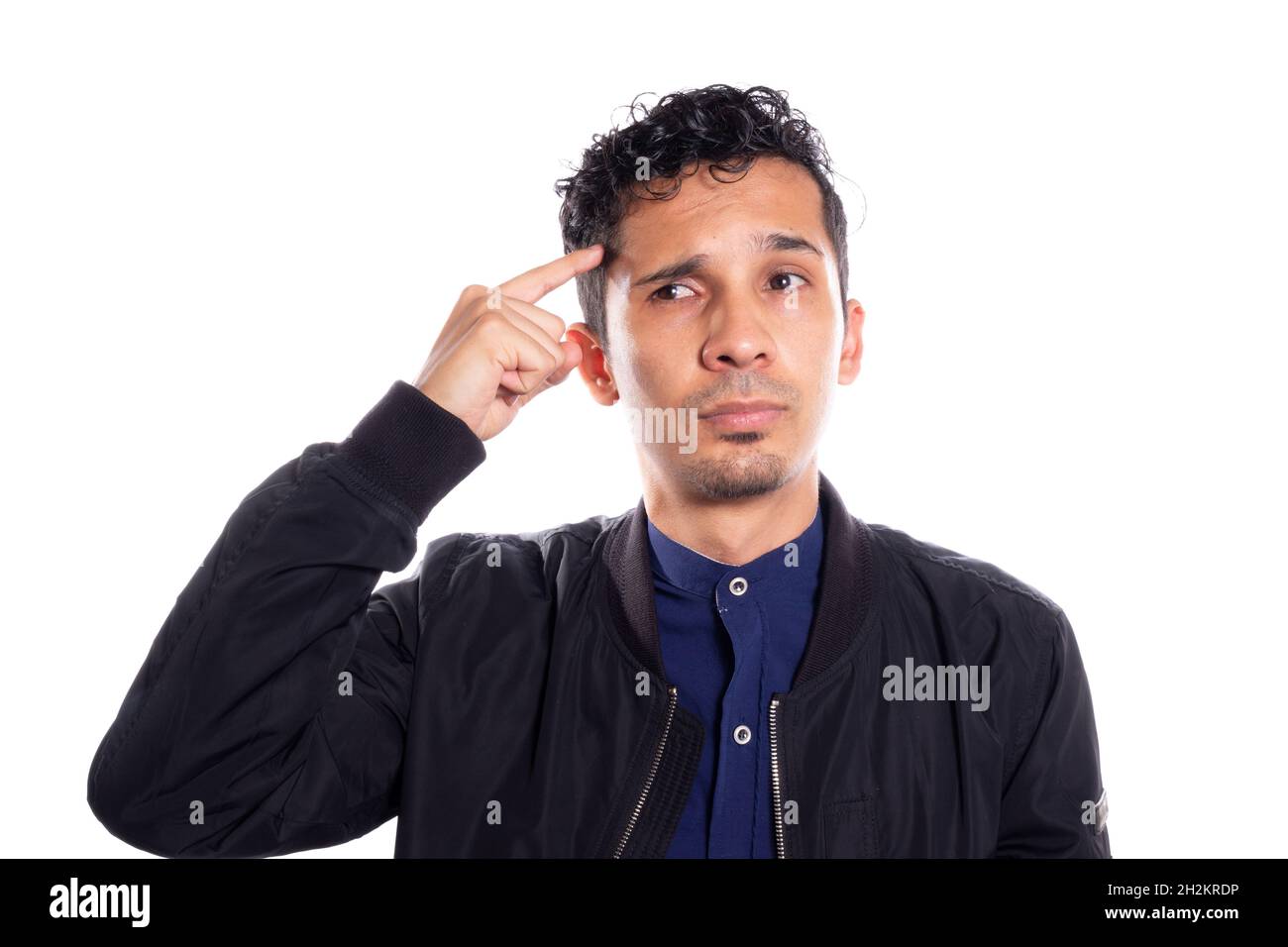 Pointing at head hi-res stock photography and images - Alamy