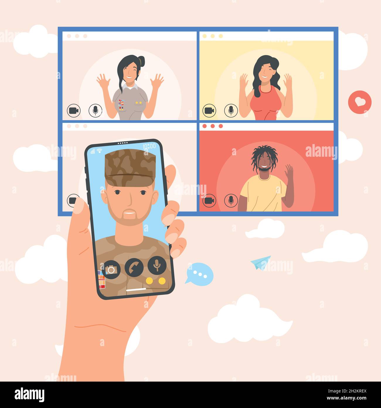 military and community in video conference Stock Vector Image & Art - Alamy