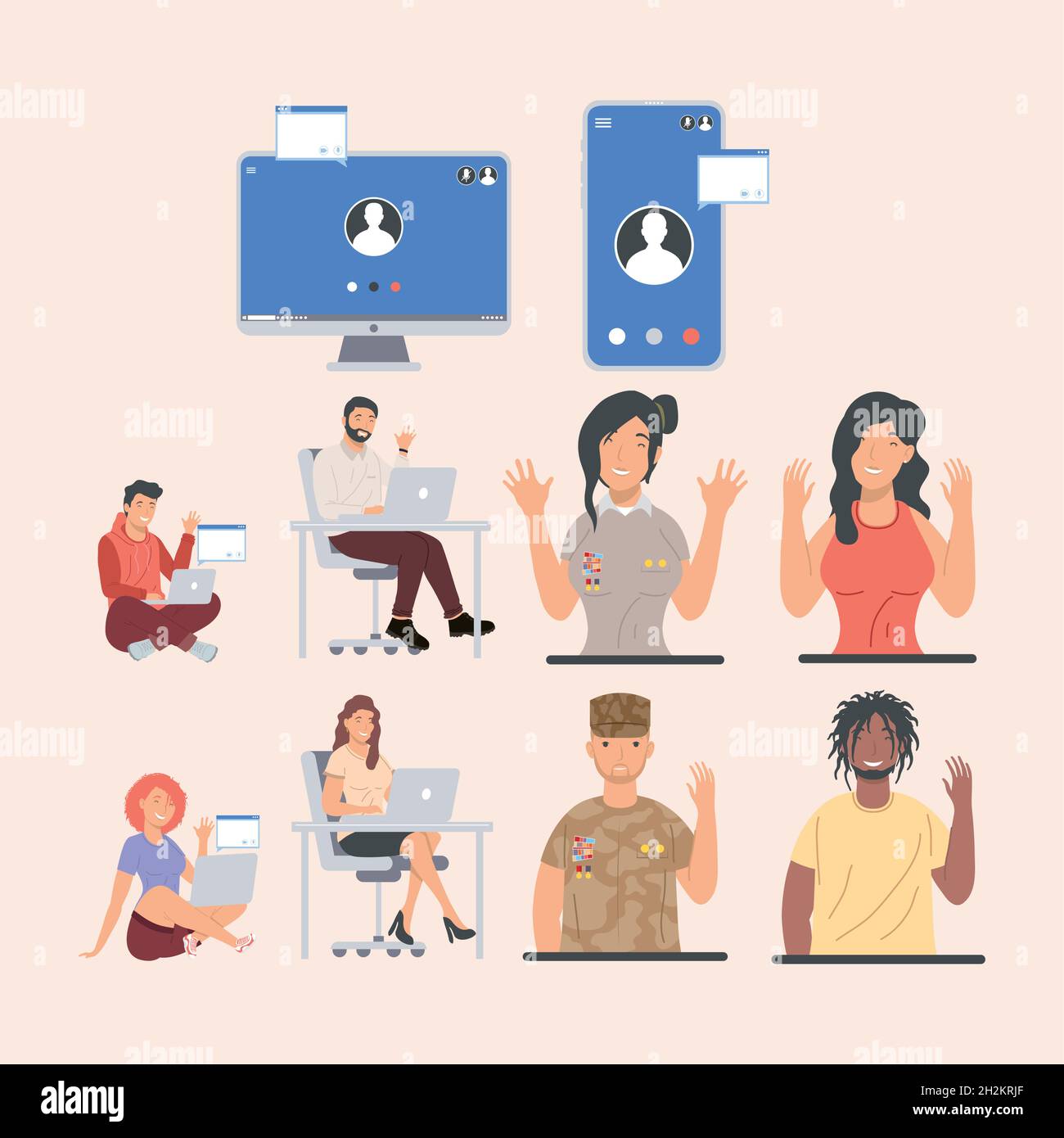 people in video conference characters Stock Vector Image & Art - Alamy