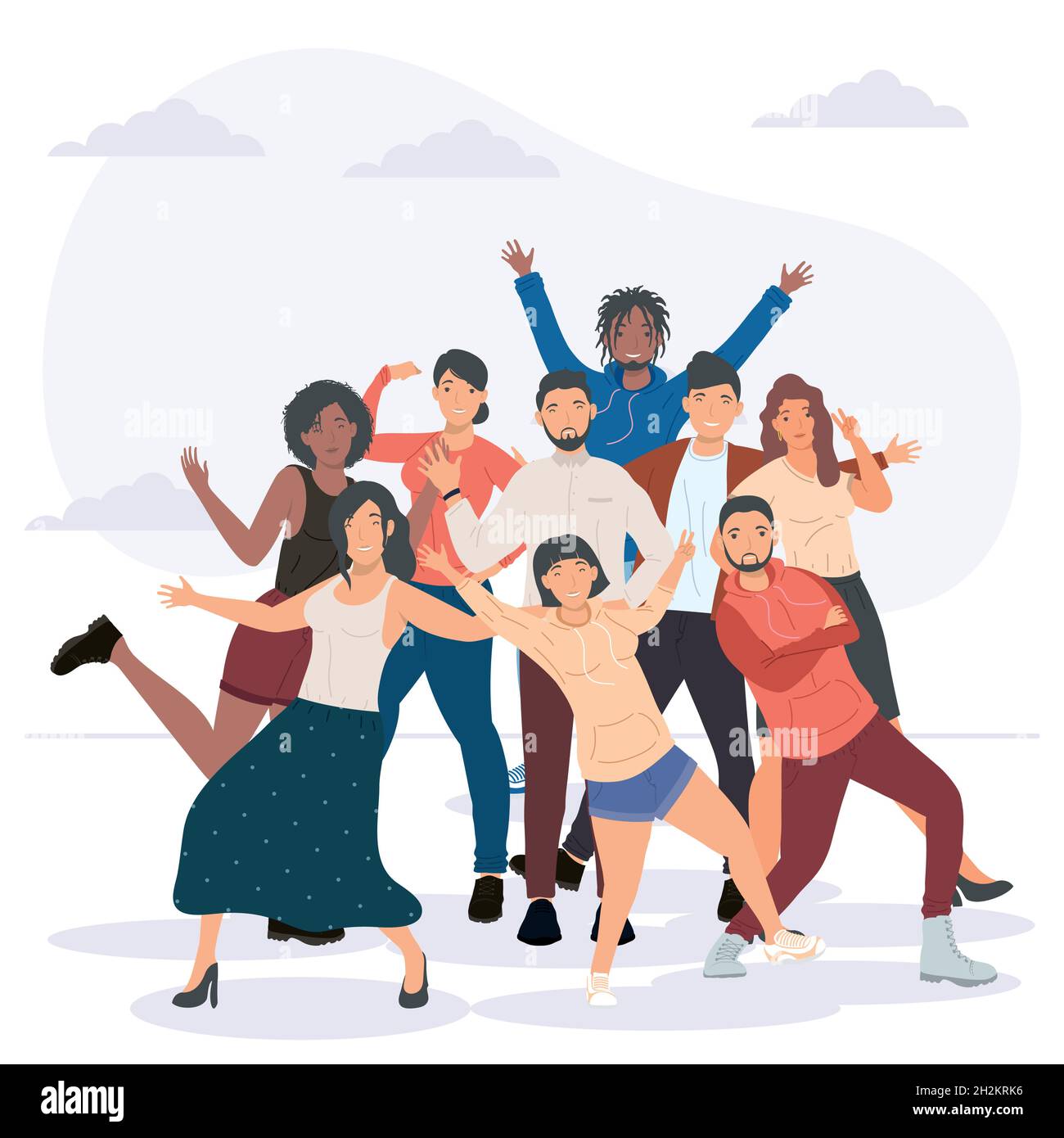 group of nine friends characters Stock Vector Image & Art - Alamy