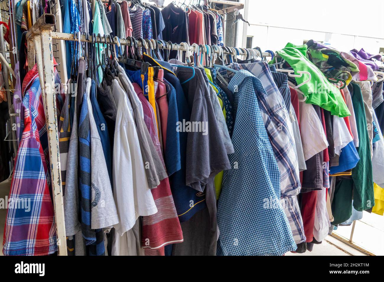 Mackay, Queensland, Australia - October 2021: Clothes on racks for sale ...