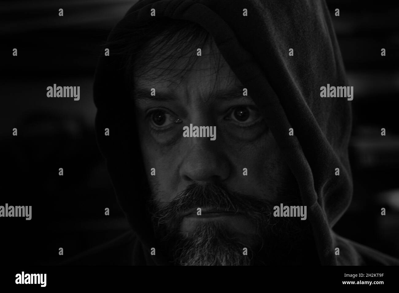 Grayscale portrait of a caucasian man Stock Photo - Alamy