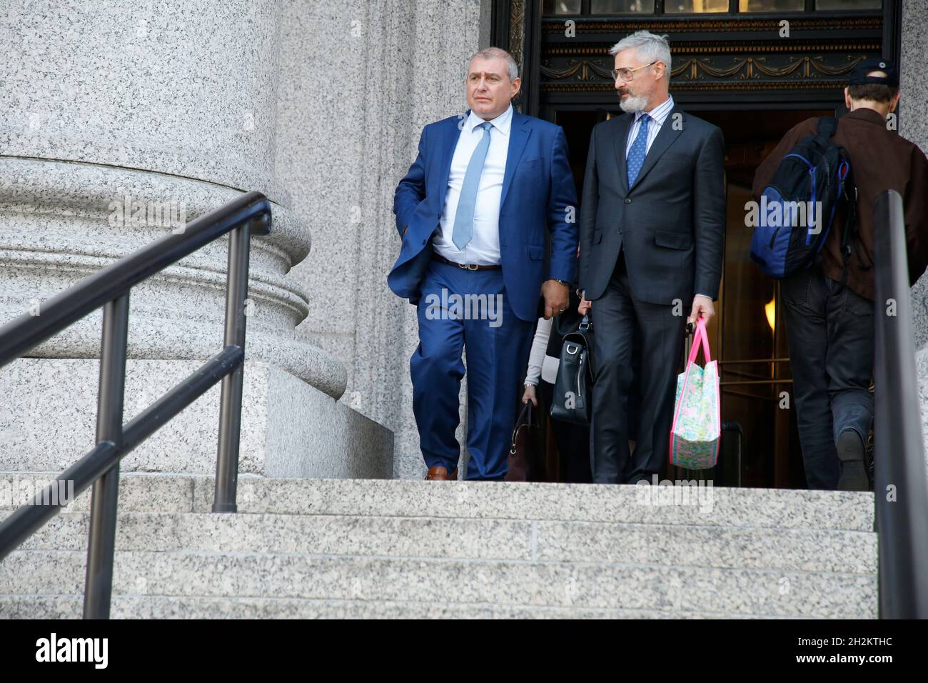 Businessman Lev Parnas and his lawyer Joseph Bondy leave the Thurgood ...