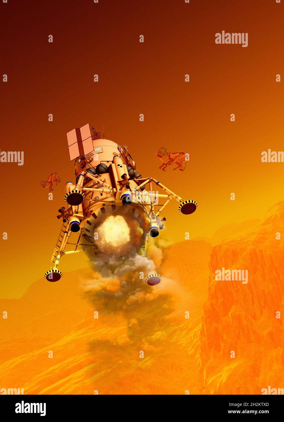 Mars lander and drones, illustration Stock Photo - Alamy