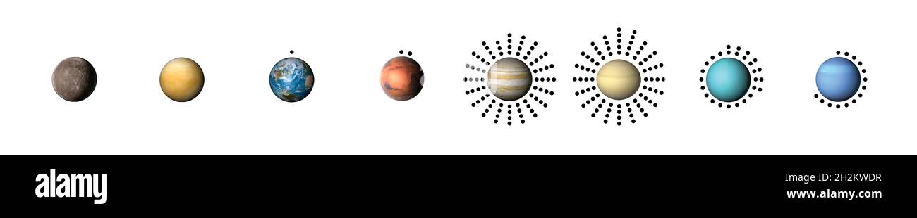 Moons of the eight major planets Stock Photo - Alamy