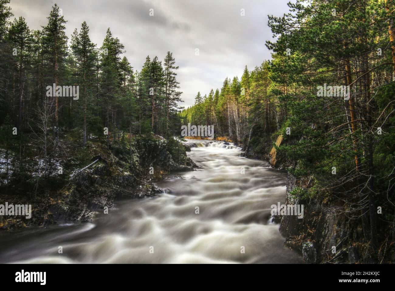 Long exposure shot of Mala river in Mala-Storforsens nature reserve in ...