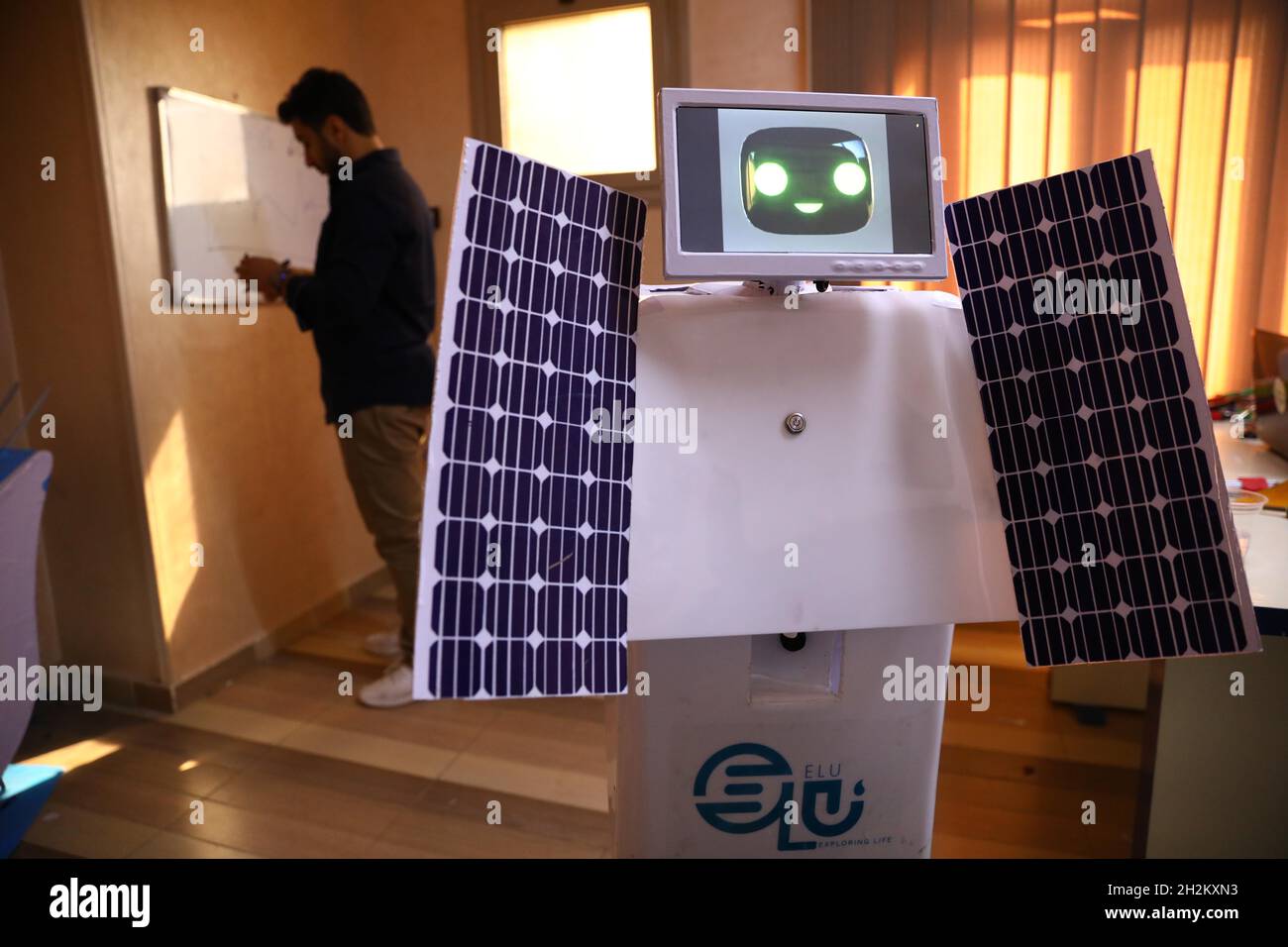 Tanta, Egypt. 22nd Oct, 2021. A robot invented by Egyptian mechatronics ...