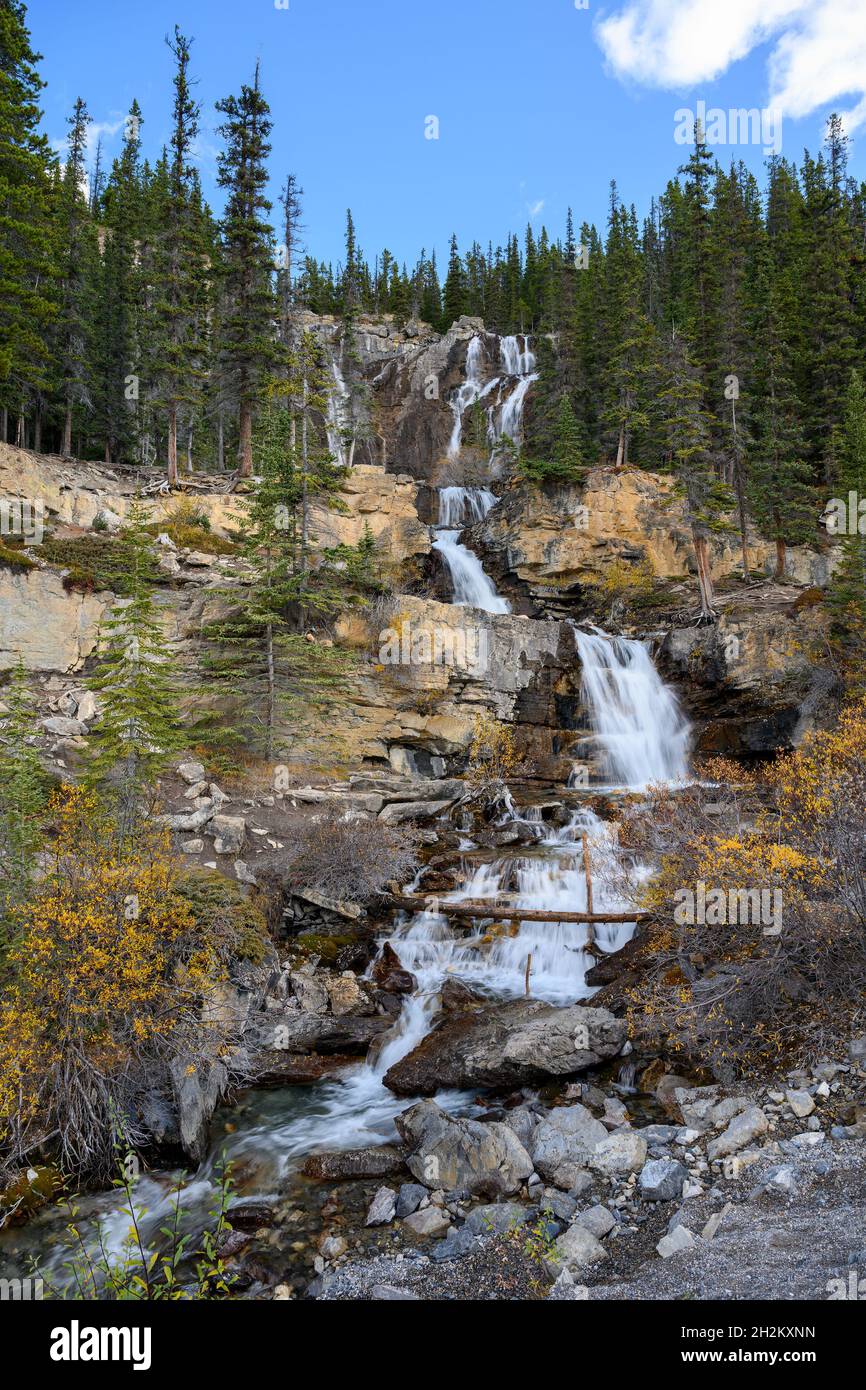 Tangle Creek Falls in Jasper National Park, Alberta, Canada Stock Photo ...