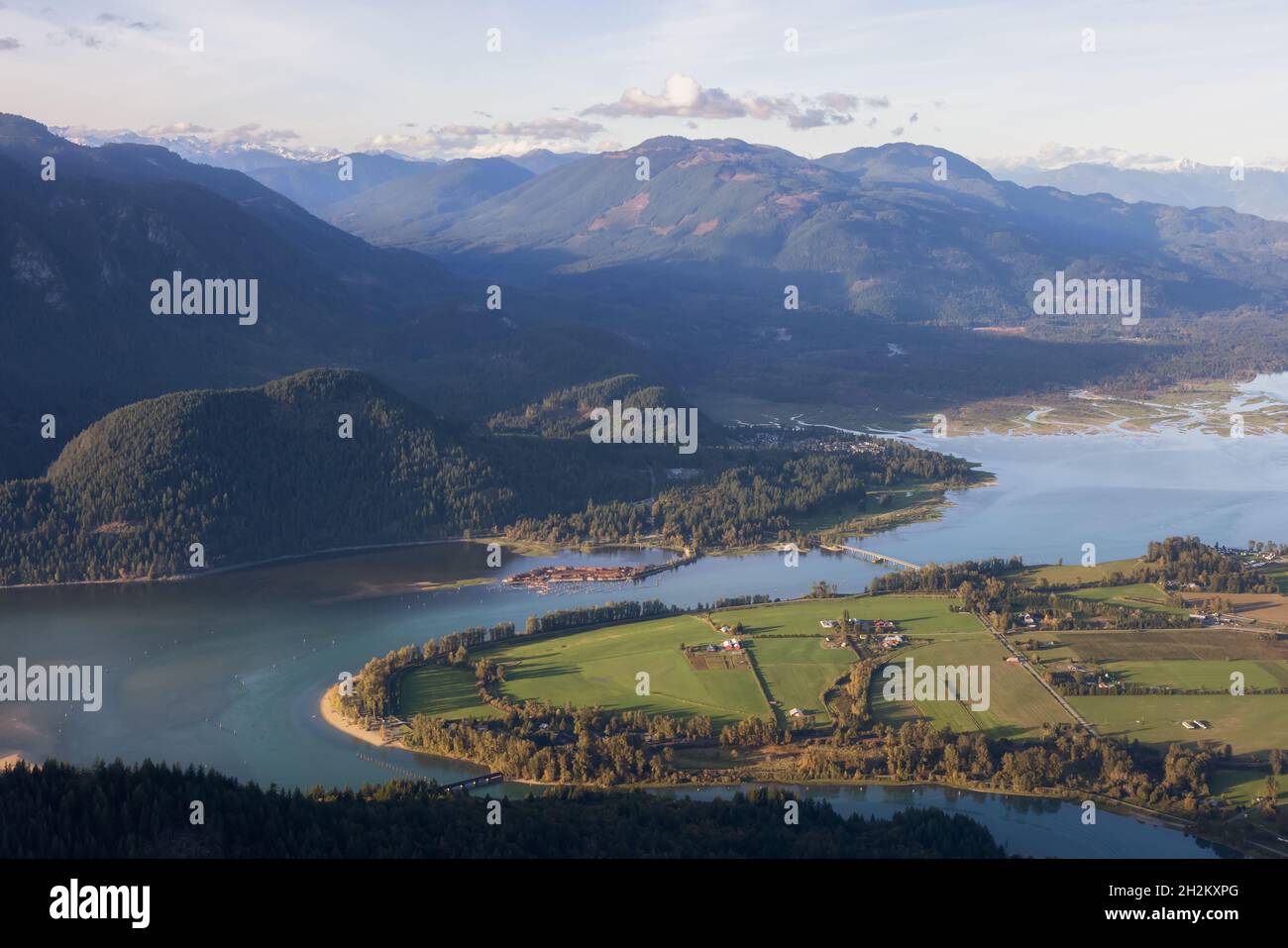 Aerial View of Fraser Valley with Canadian Nature Mountain Landscape ...