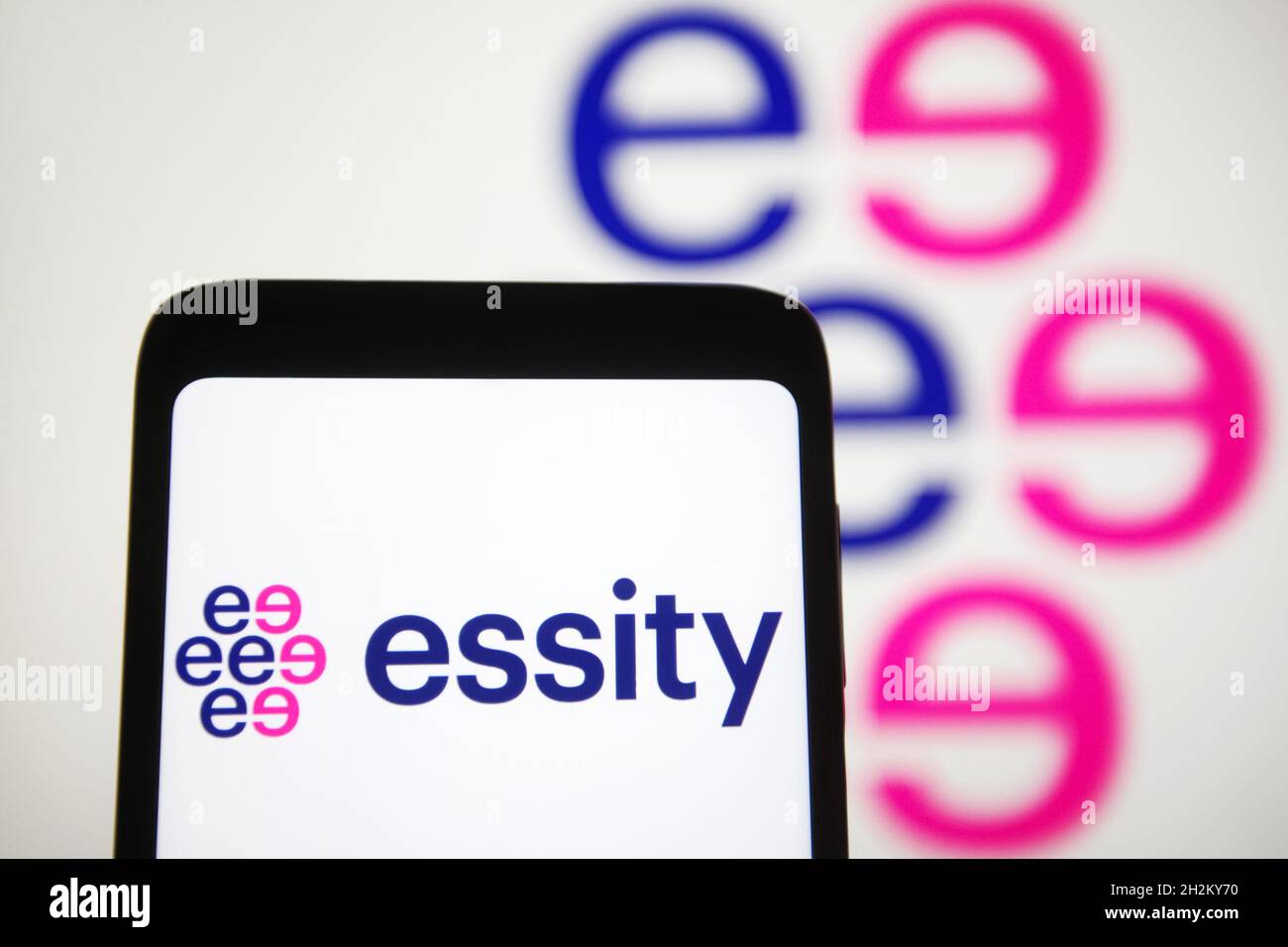 Ukraine. 22nd Oct, 2021. In this photo illustration an Essity AB logo ...