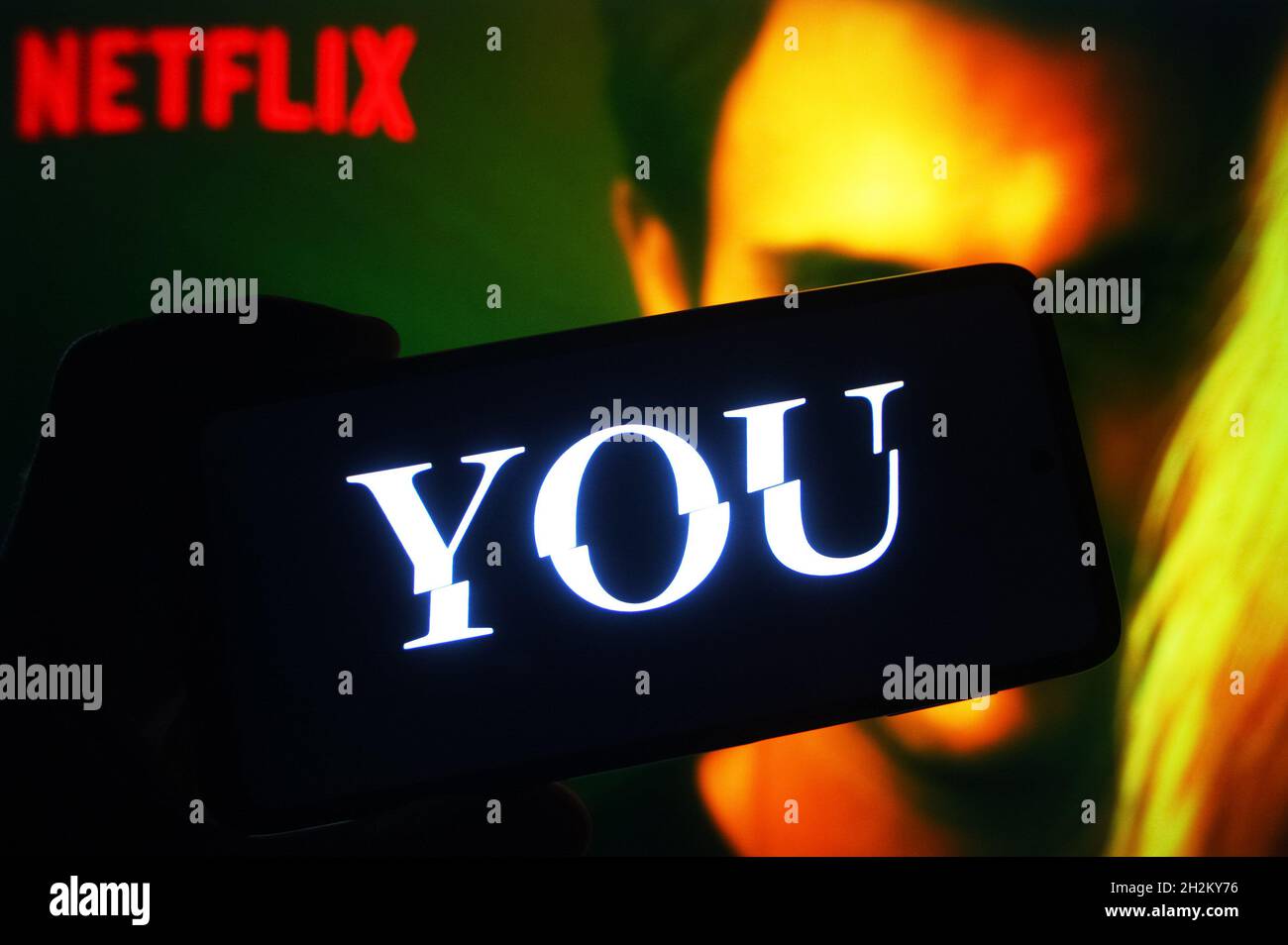 In this photo illustration a 'You' logo of an US psychological thriller ...