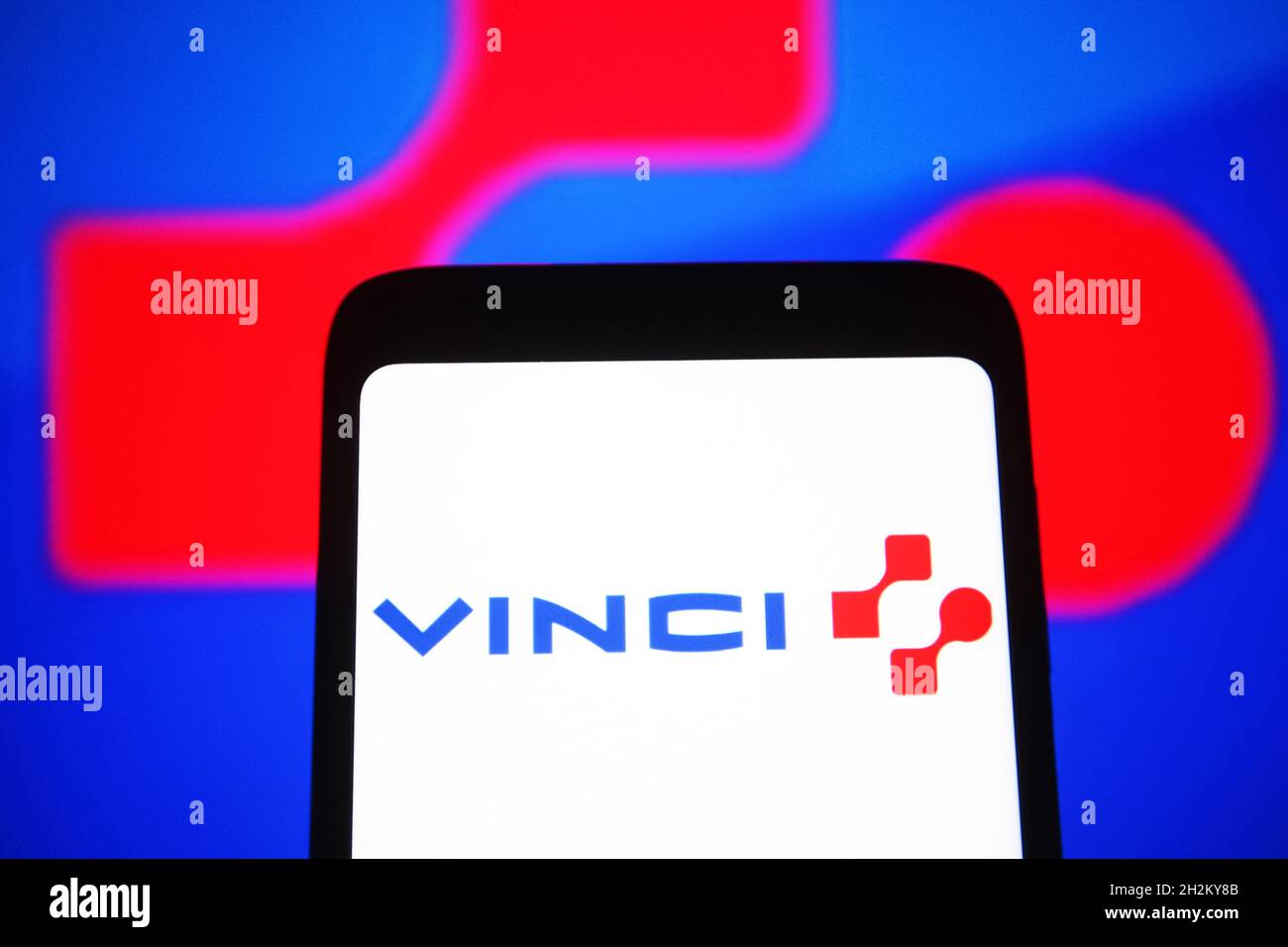 In this photo illustration a Vinci SA logo of a French infrastructure ...