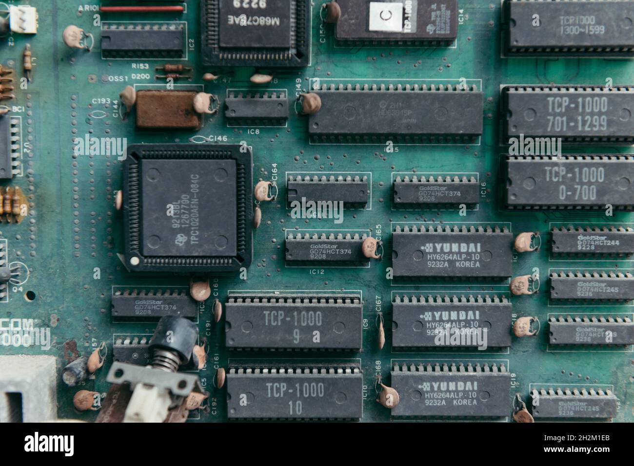 Closeup top view of the motherboard of an electronic device Stock Photo ...
