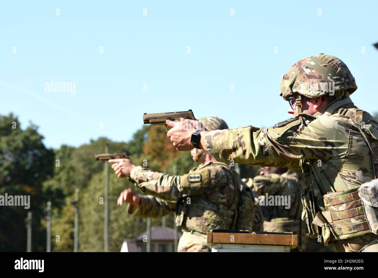 A Soldier with the Michigan Army National Guard (MIARNG) shoots the M17 ...