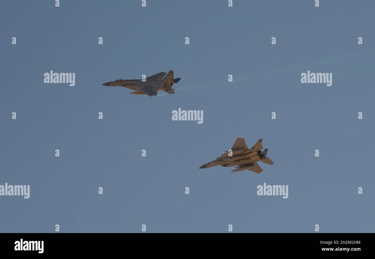 A pair of F-15C Eagle fighter jets assigned to the 123rd Fighter ...
