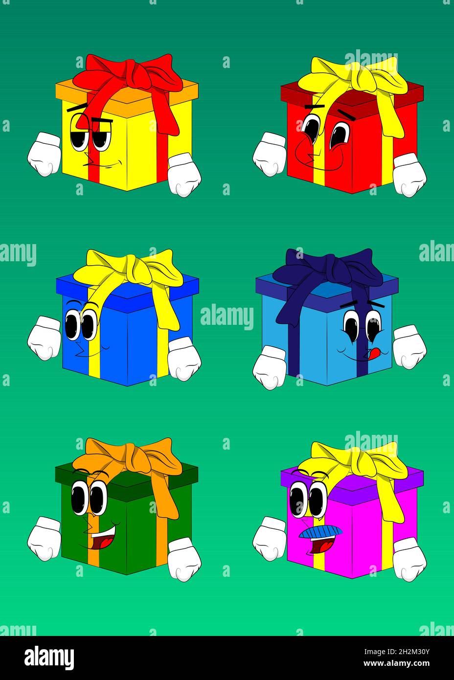 Gift Box with hand as a cartoon character. Holiday, Celebration ...