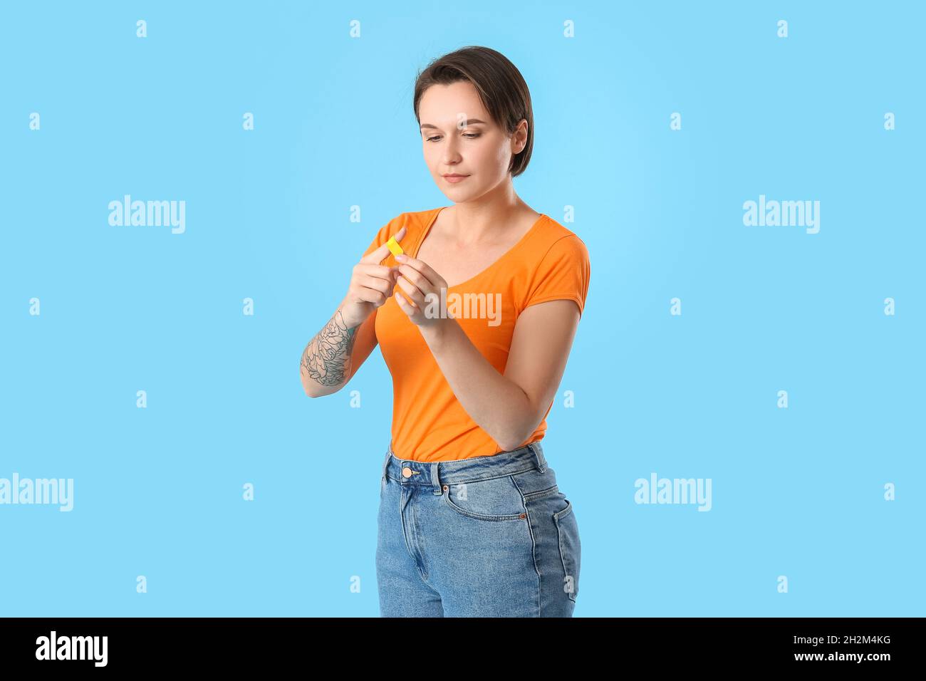 Finger plaster blue hi-res stock photography and images - Alamy