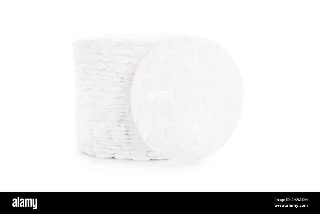 Stack of clean cotton pads on white background Stock Photo - Alamy
