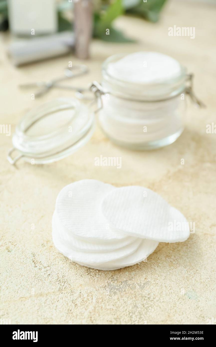 Clean cotton pads on light background, closeup Stock Photo - Alamy