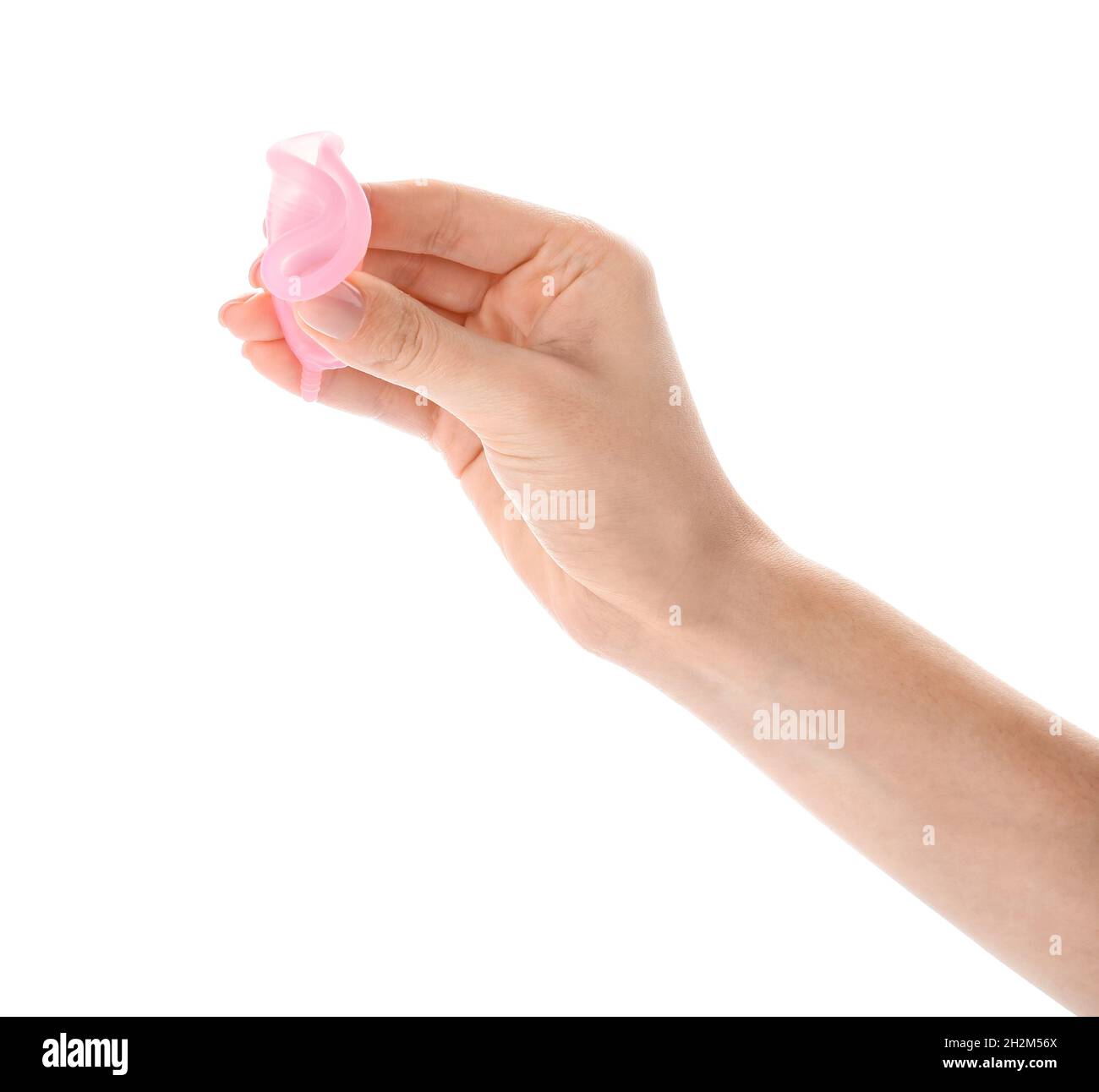 Female hand with menstrual cup on white background Stock Photo - Alamy