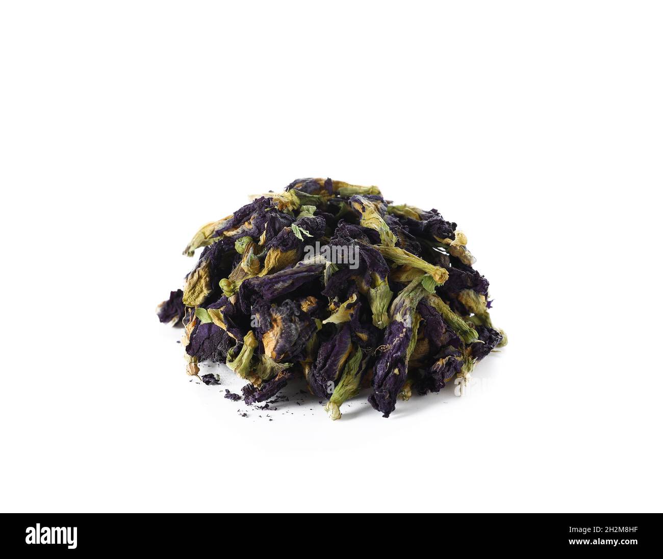 Heap of dried butterfly pea flowers on white background Stock Photo - Alamy