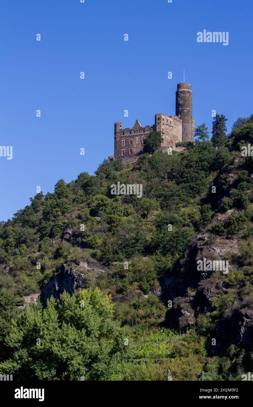 Maus castle (Burg Maus) landscape on the upper middle Rhine River near ...