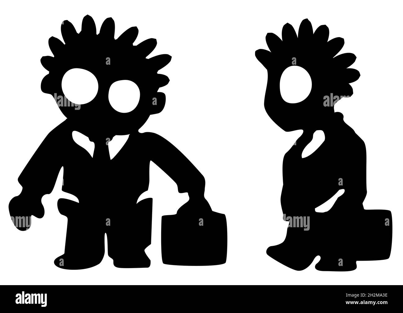 Businessman vacant eyes figure silhouette stencil black, vector ...