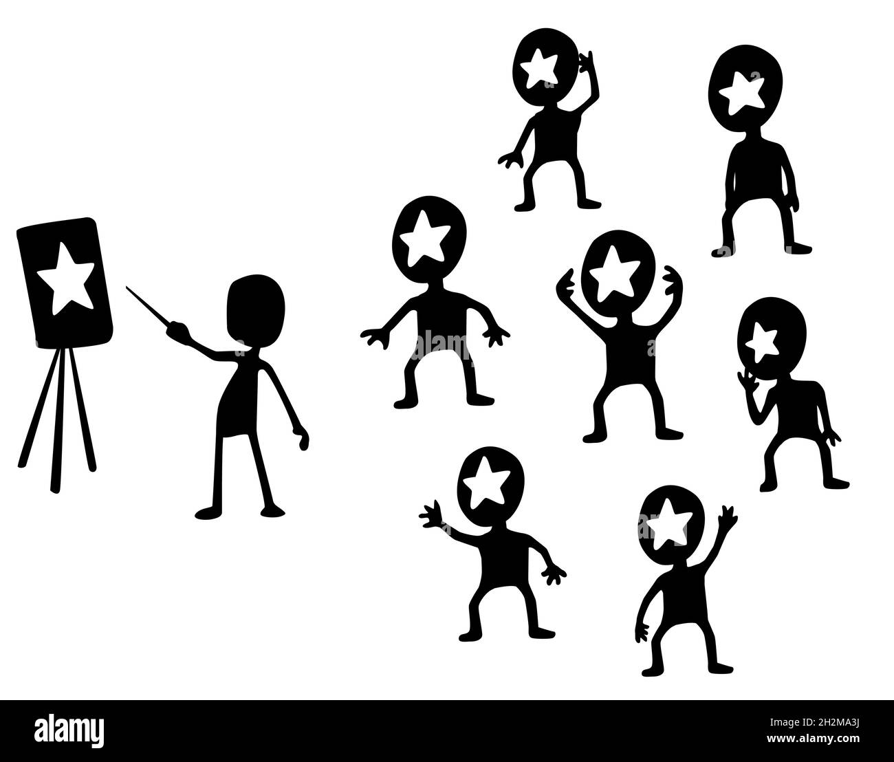 Star teaching course, figure silhouette stencil black, vector ...