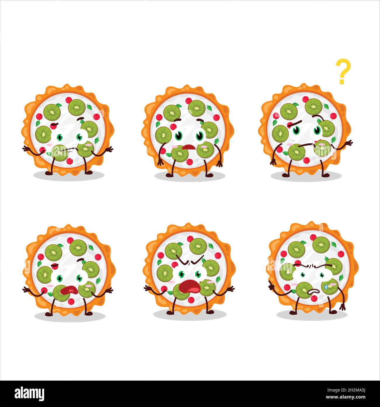 Cartoon character of fruit tart with what expression. Vector ...
