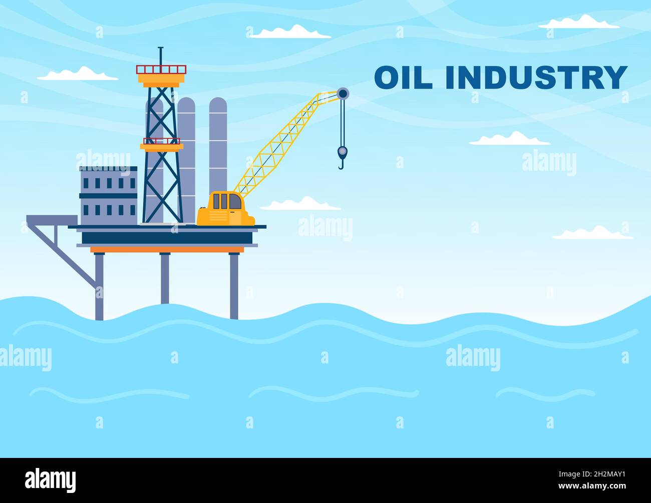 Oil Gas Industry Vector Illustration. Crude Extraction, Refinery Plant ...