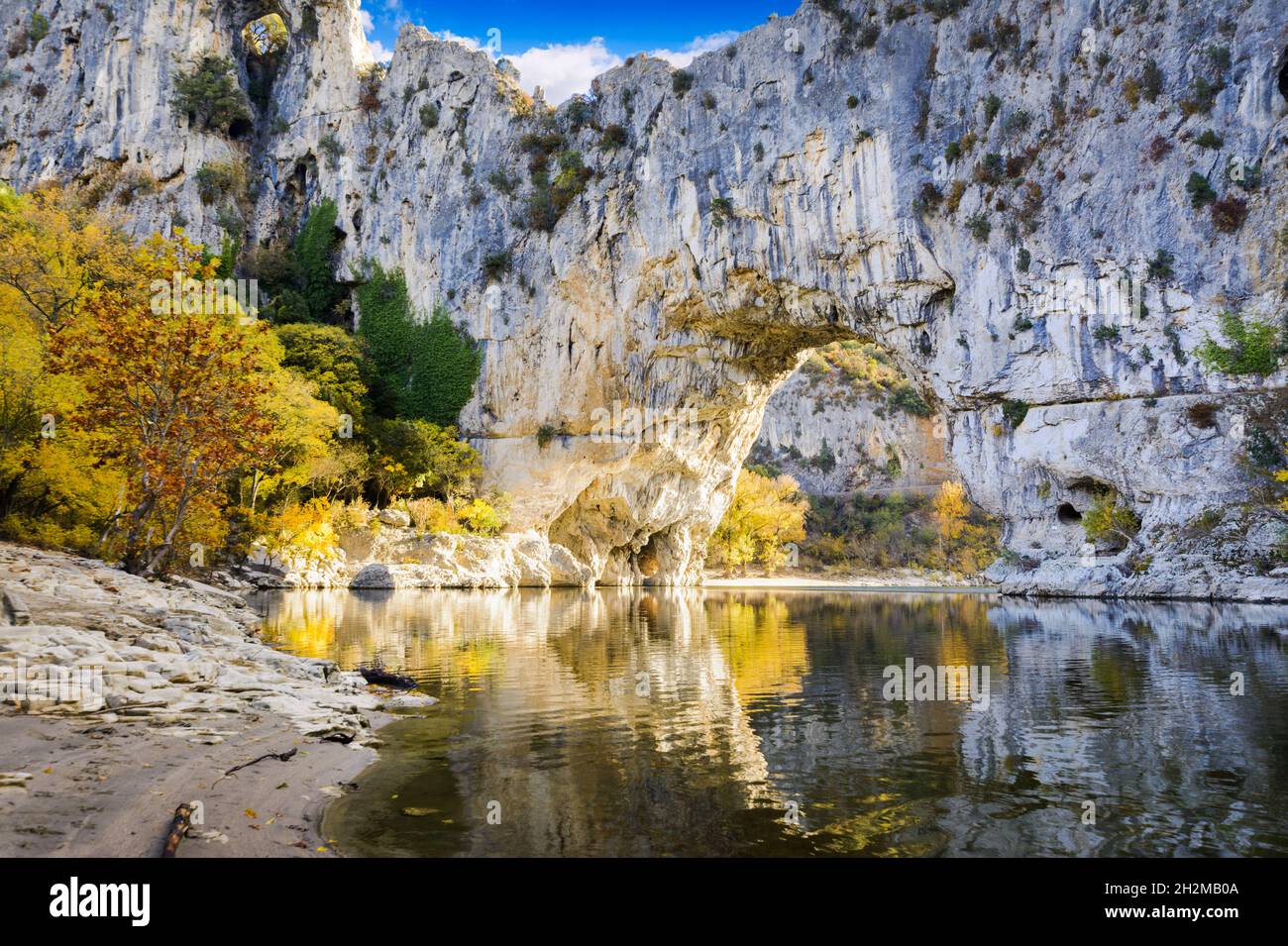 Natural arch over the river at Pont d'Arc in Ardeche in France Stock ...