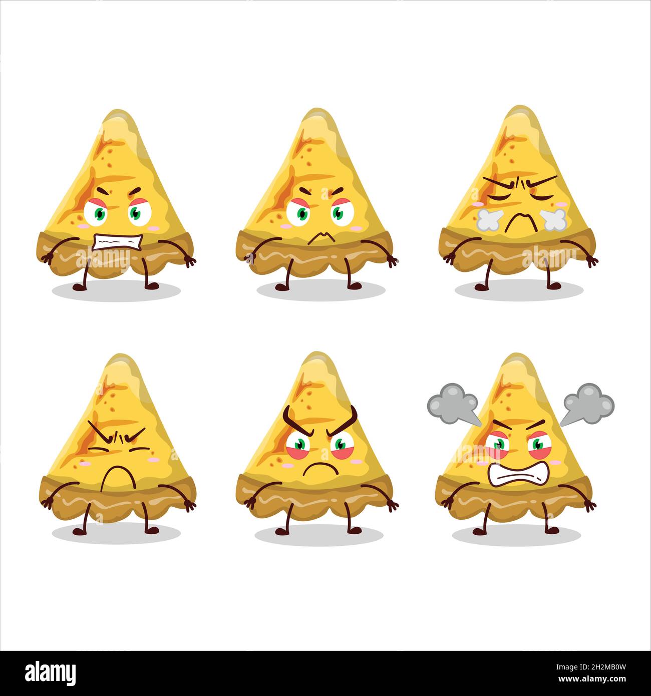 Slice of custard tart cartoon character with various angry expressions ...