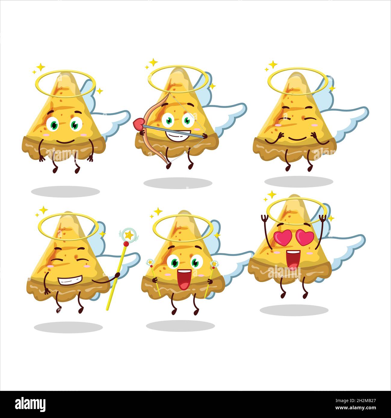 Slice of custard tart cartoon designs as a cute angel character. Vector ...
