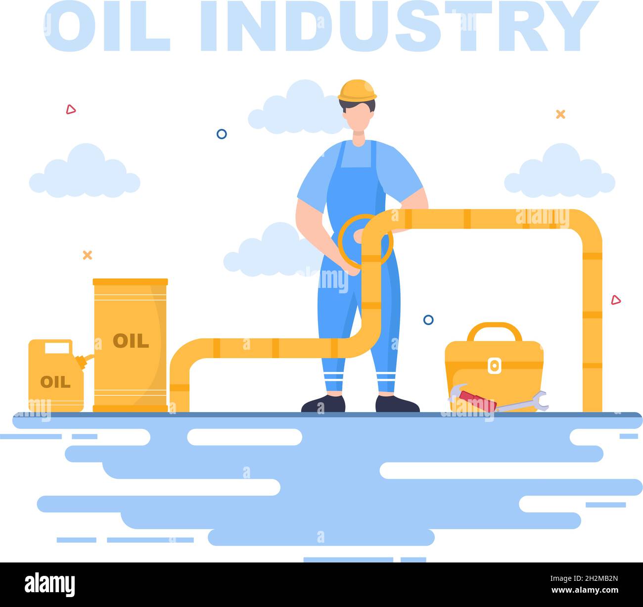 Oil Gas Industry Vector Illustration. Crude Extraction, Refinery Plant ...