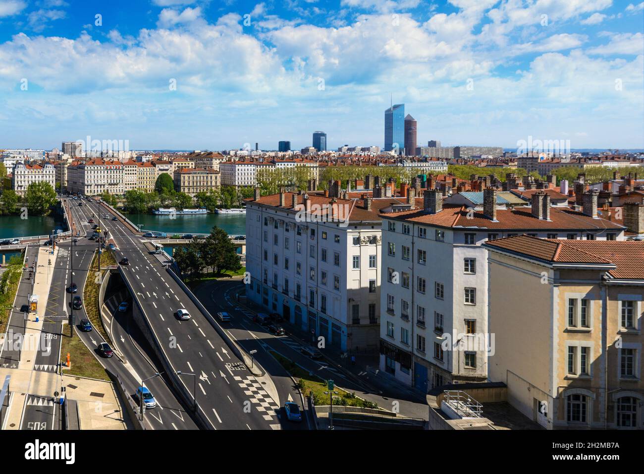 Buildings, road and rooftop of Lyon city Stock Photo - Alamy
