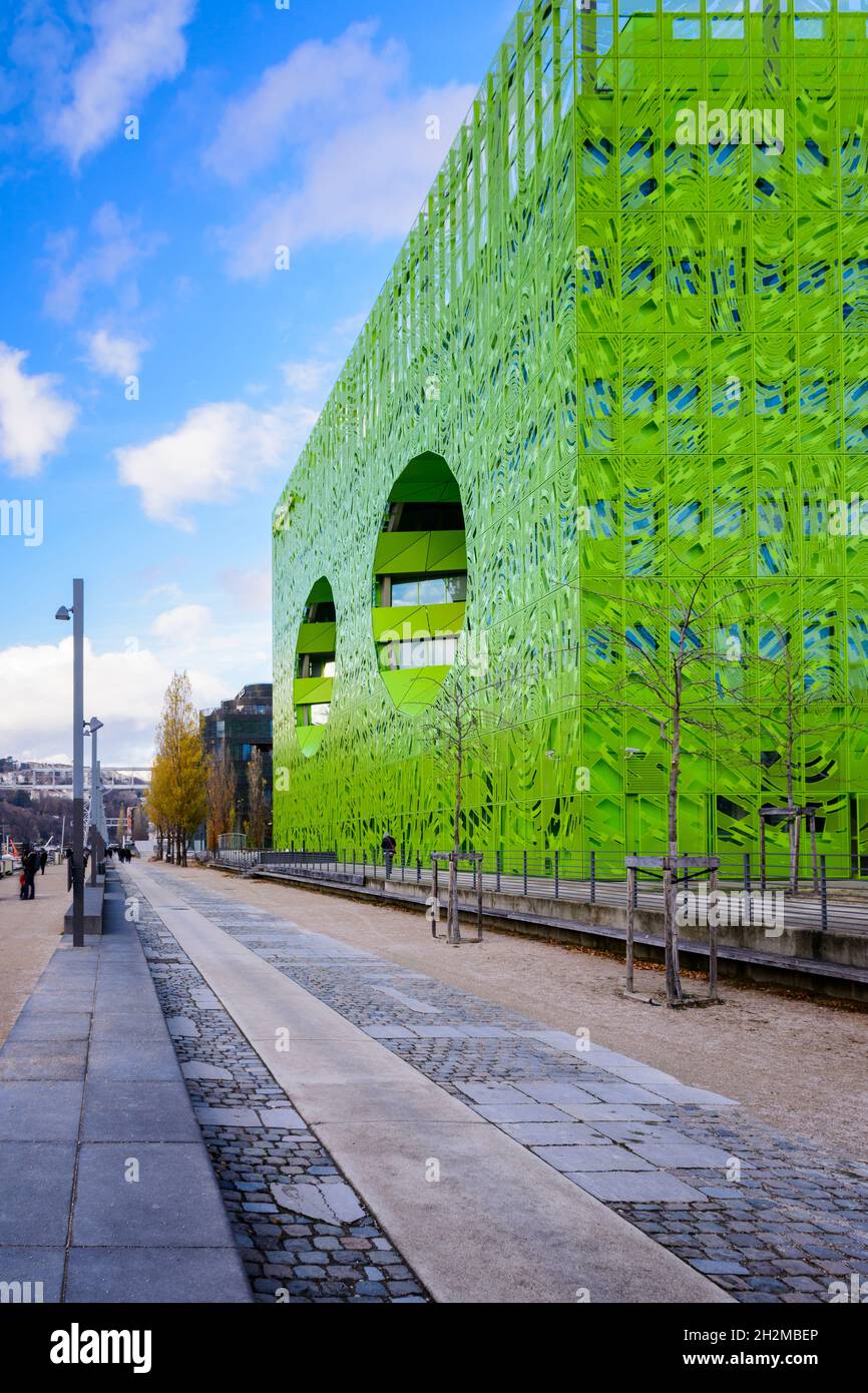 Green cube building at Lyon city, France Stock Photo - Alamy