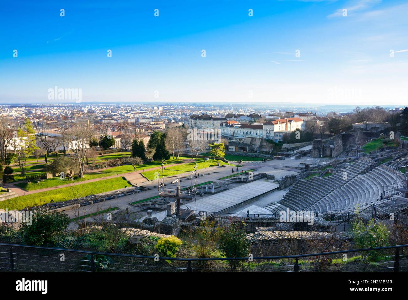 Roman theater of Lyon city during a sunny day, Lyon, France Stock Photo ...