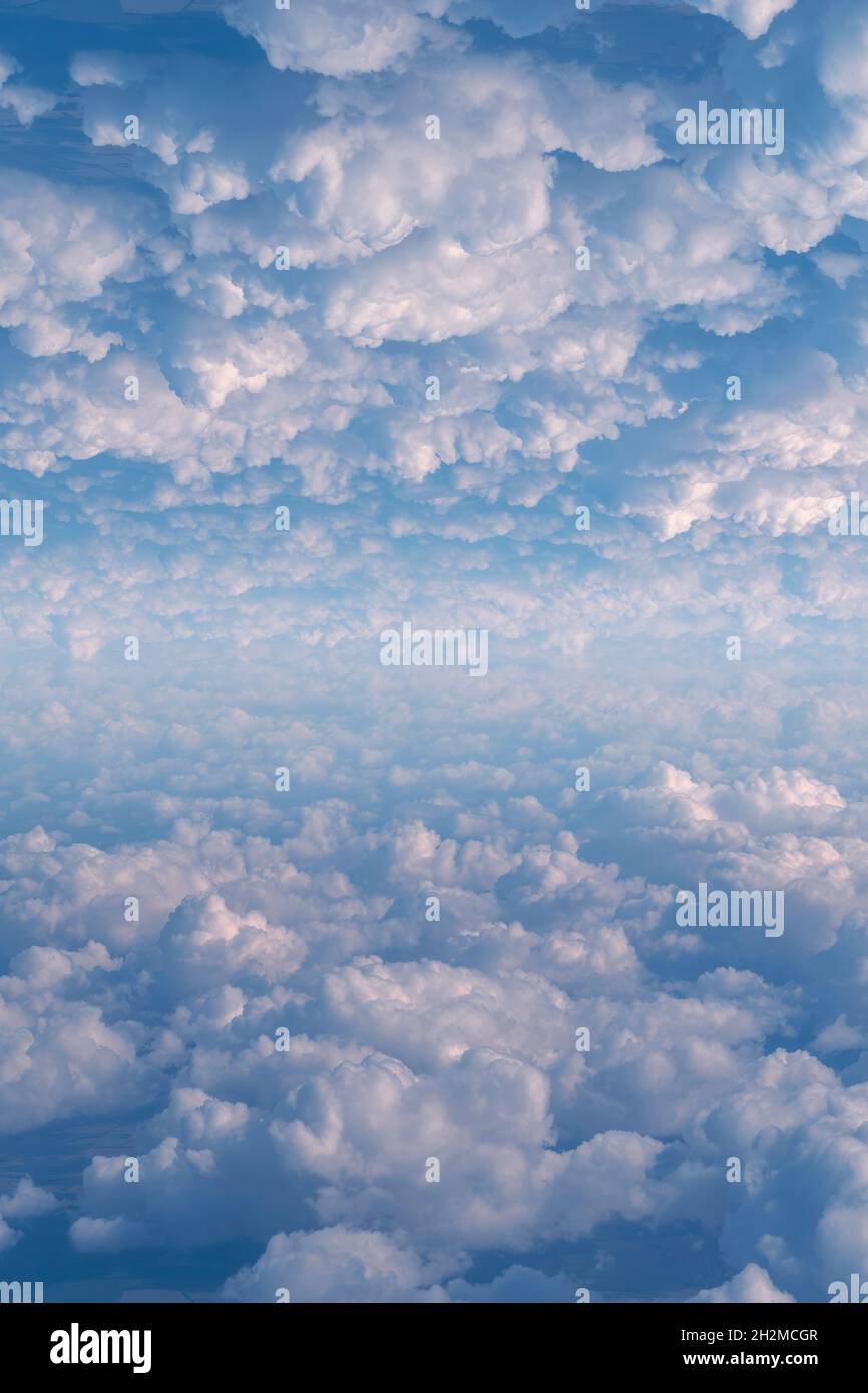 Blue sky and white clouds and mirror reflection, in day time Stock ...