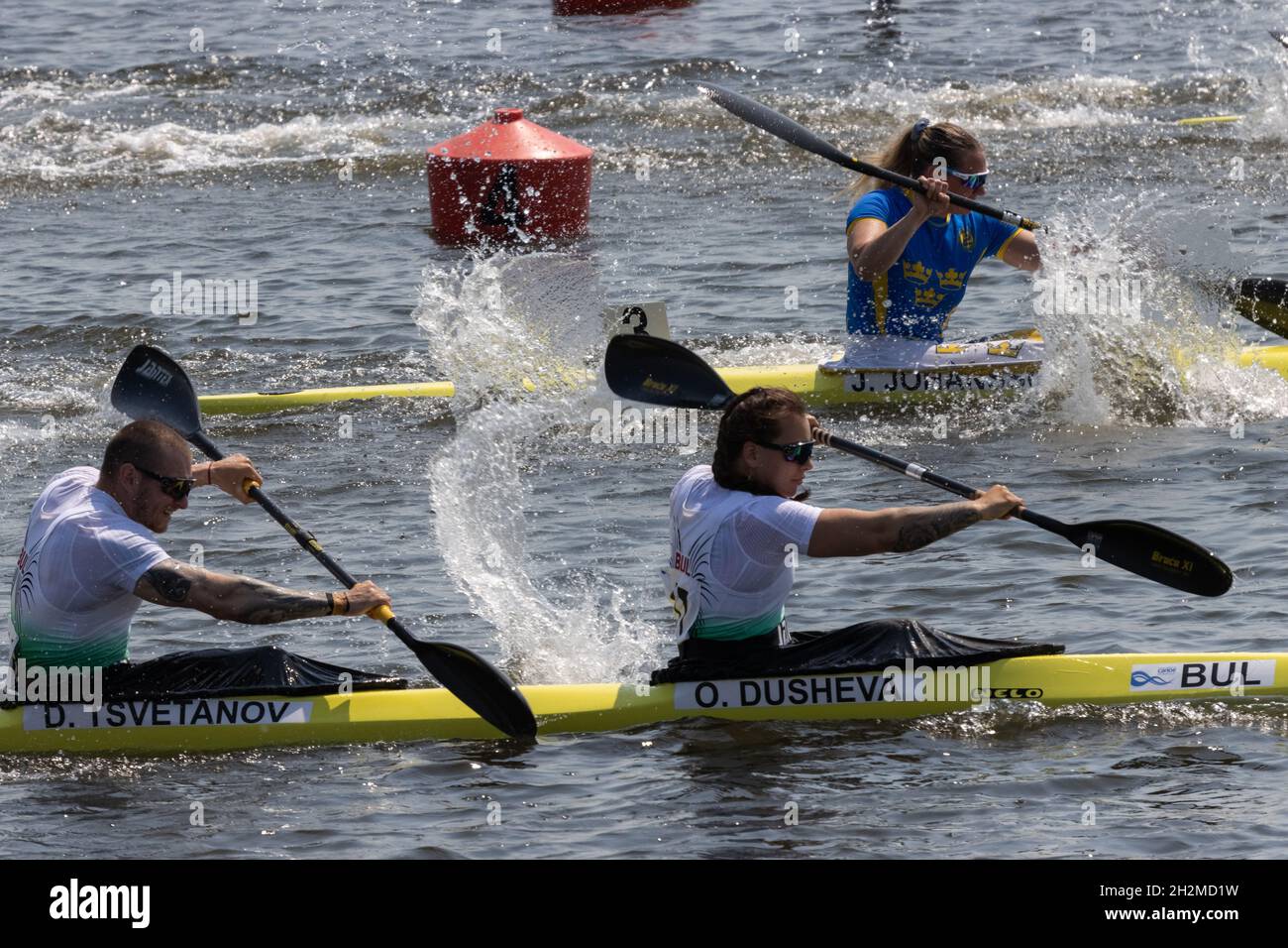 Barnaul, Russia - May 23, 2021: Bulgarian athletes D. Tsvetanov and O ...